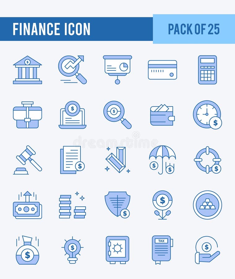 25 Finance. Two Color Icons Pack. Vector Illustration Stock Vector ...