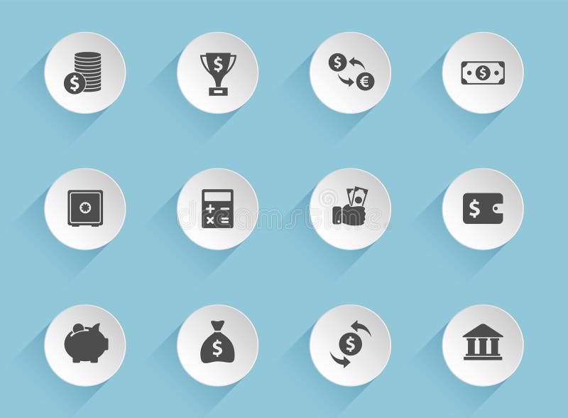 Finance Vector Icons on Round Puffy Paper Circles Stock Vector ...