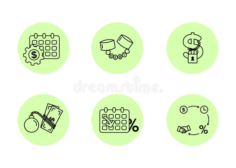 Finance. Vector Illustration Set of Debt Icons, Debt Restructuring ...