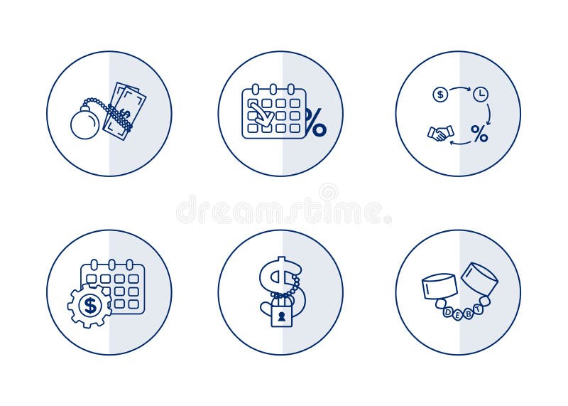 Finance. Vector Illustration Set of Debt Icons, Debt Restructuring ...