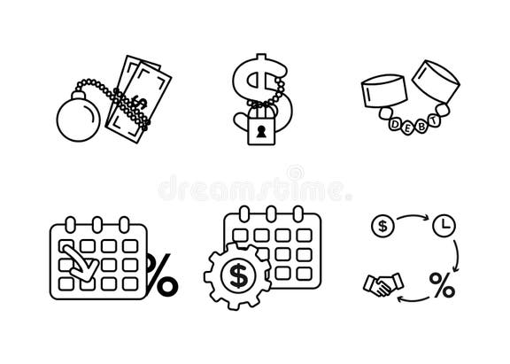 Finance. Vector Illustration Set of Debt Icons, Debt Restructuring ...