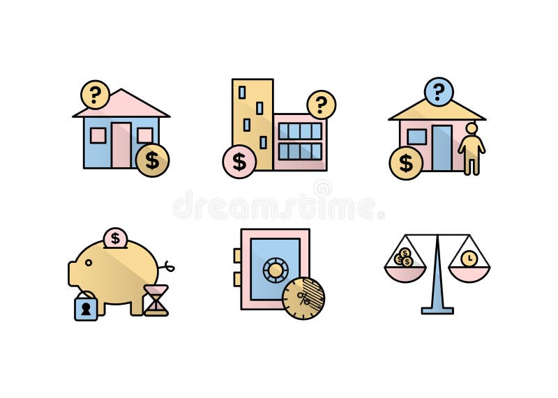 Finance. Vector Illustration Set of Depository Services Icons, Property ...
