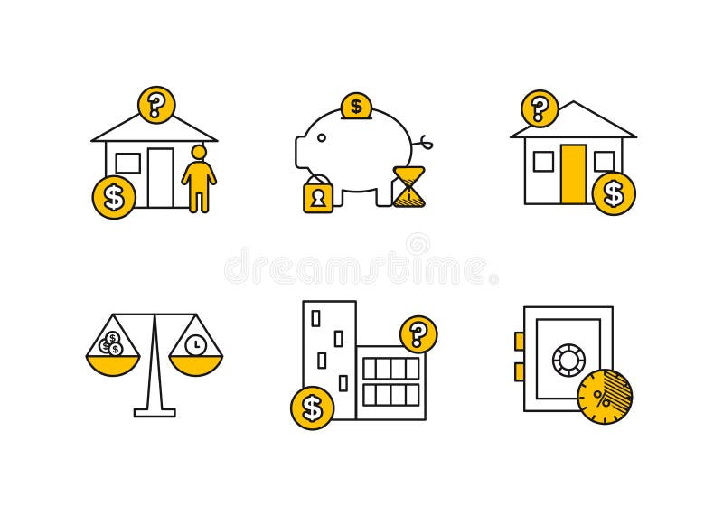 Finance. Vector Illustration Set of Depository Services Icons, Property ...