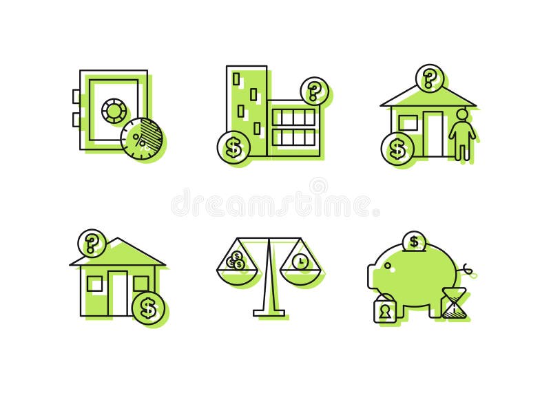 Finance. Vector Illustration Set of Depository Services Icons, Property ...