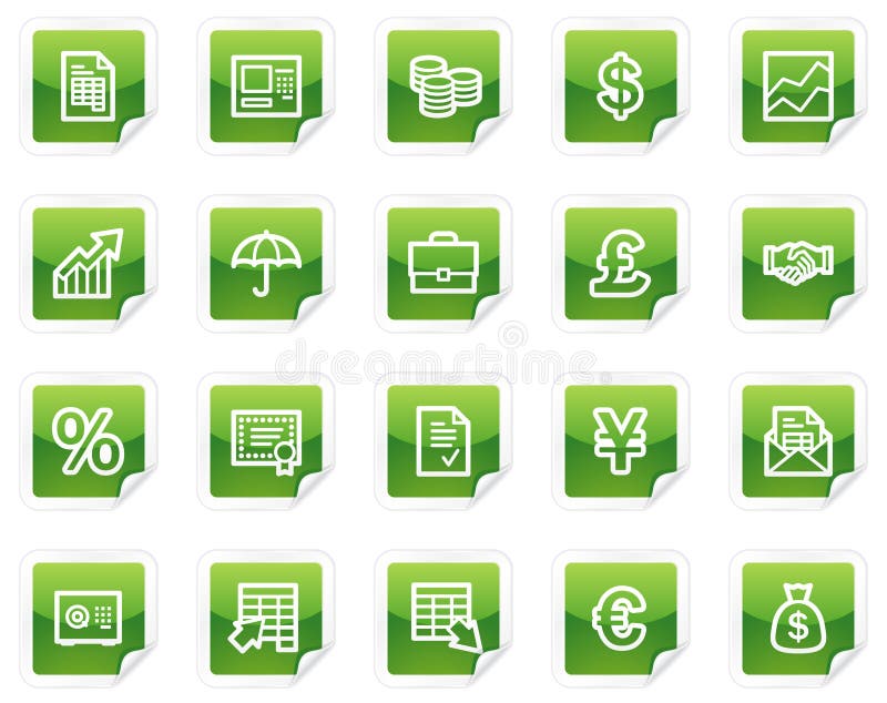 Finance Web Icons, Green Sticker Series Stock Vector - Illustration of ...