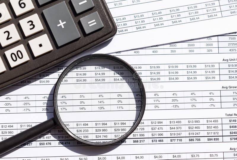 Financial Accounting Calculator and Magnifier on Balance Sheets Stock ...