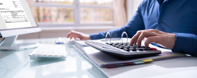 Financial Accounting. Man Using Calculator Stock Photo - Image of ...