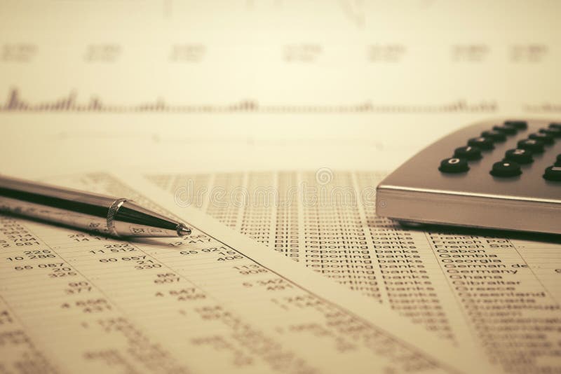 Financial Accounting Pen and Calculator Stock Image - Image of funds ...