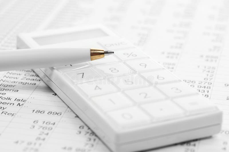 Financial Accounting Pen on Calculator Stock Image - Image of list ...