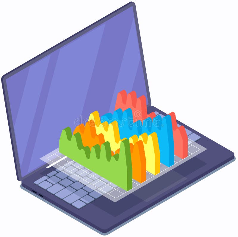 Financial Accounting and Work with Statistics on Laptop. Business ...