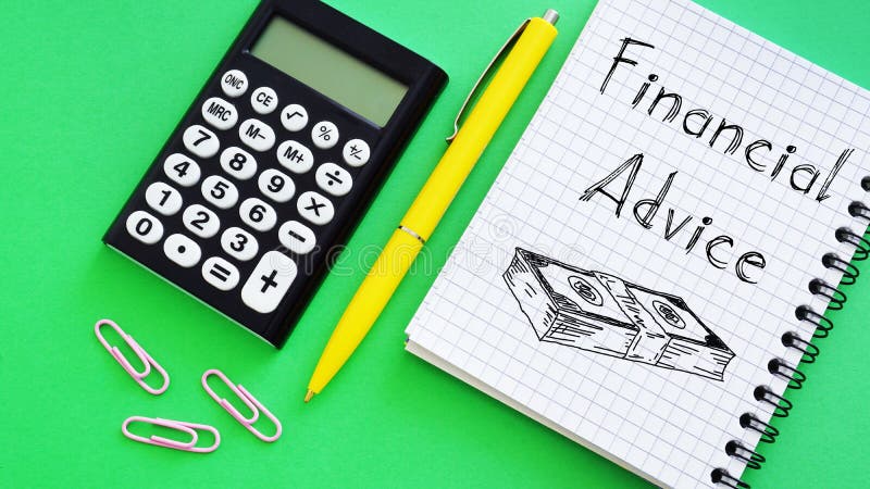 Financial Advice is Shown Using the Text and Picture of Dollars Stock ...