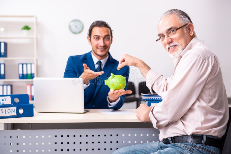 Financial Advisor Giving Retirement Advice To Old Man Stock Image ...