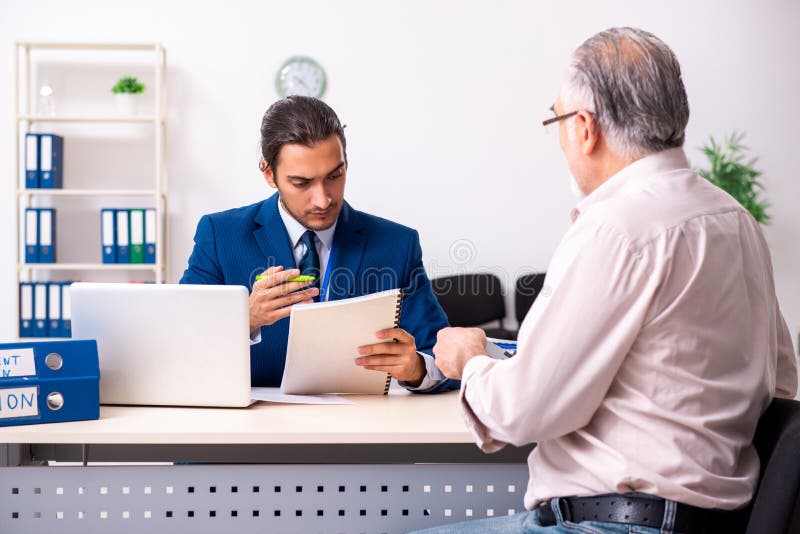 Financial Advisor Giving Retirement Advice To Old Man Stock Image ...