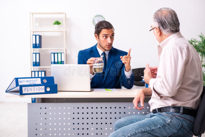 Financial Advisor Giving Retirement Advice To Old Man Stock Image ...