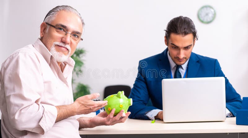 Financial Advisor Giving Retirement Advice To Old Man Stock Photo ...
