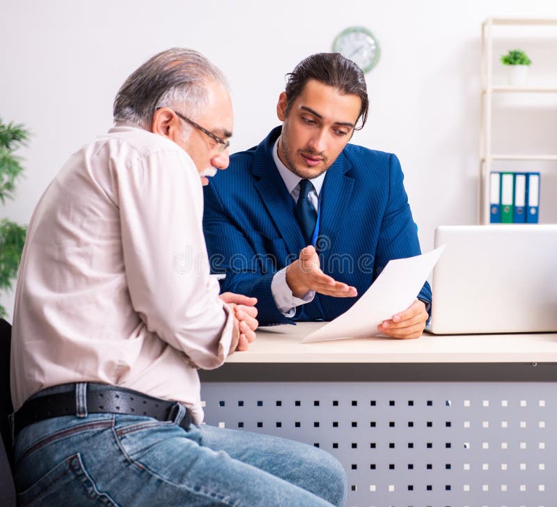 Financial Advisor Giving Retirement Advice To Old Man Stock Image ...