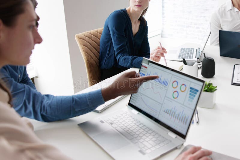 Financial Advisor Group Meeting Examining Stock Photo - Image of black ...