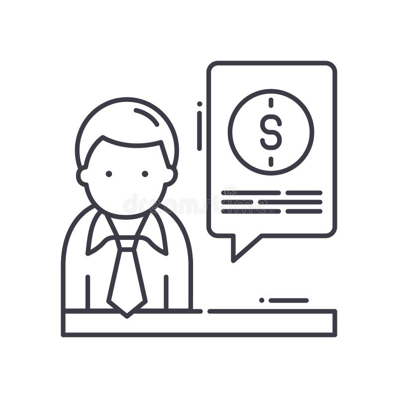 Financial Advisor Icon, Linear Isolated Illustration, Thin Line Vector ...