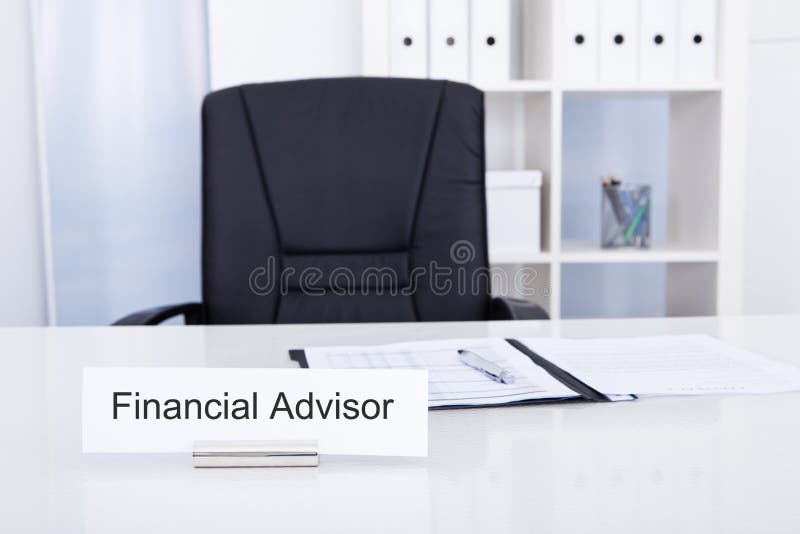 Financial Advisor Title on Nameplate Stock Photo - Image of management ...
