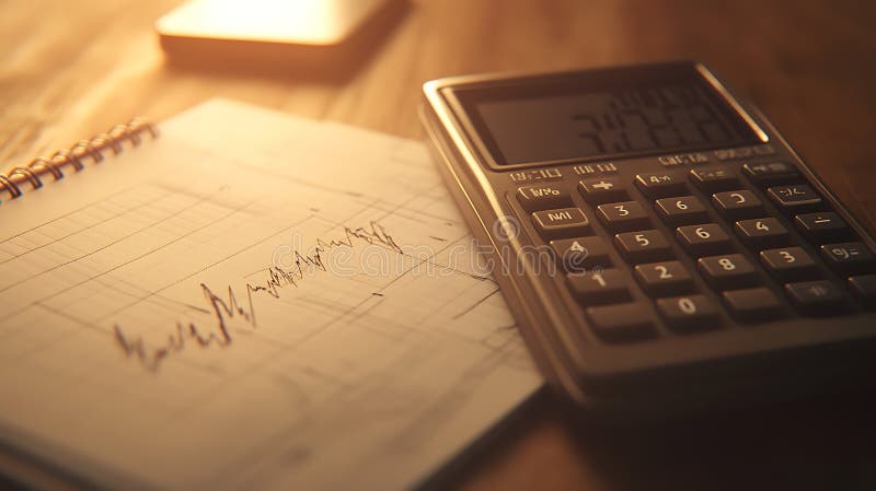 Financial Analysis with Calculator and Graph on Notebook Stock ...