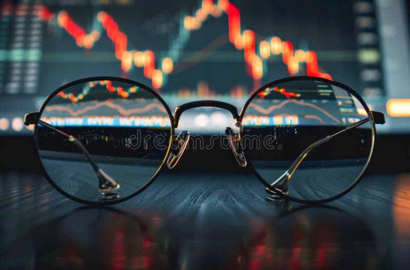 Financial Analysis through Glasses on Trading Chart. Generative Ai ...