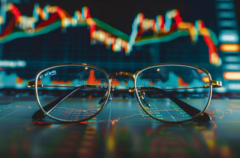 Financial Analysis through Glasses on Trading Chart. Generative Ai ...