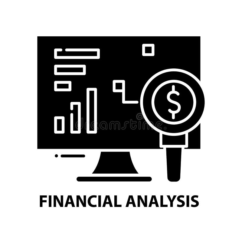 Financial Analysis Icon, Black Vector Sign with Editable Strokes ...