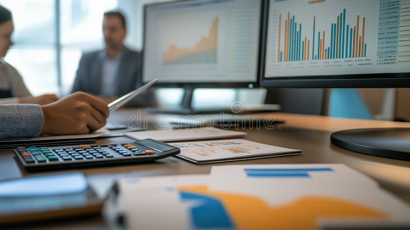 Financial Analysis in a Modern Office Setting Generative AI Stock Photo ...