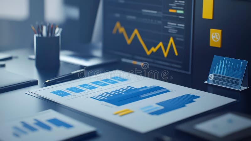 Financial Analysis Reflects Decline with Chart Drop in Dark Office ...