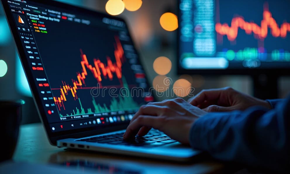 Financial Analysis Stock Market Data Visualization Laptop Screen Stock ...