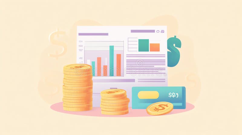 Financial Analysis Visualization: Coins Stacked beside Growing Bar ...