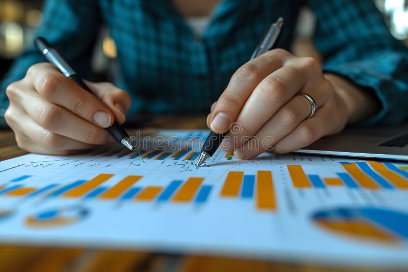 Financial Analyst Concept, Business Man Hand with Focused on Financial ...