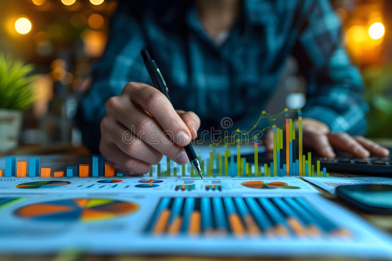 Financial Analyst Concept, Business Man Hand with Focused on Financial ...