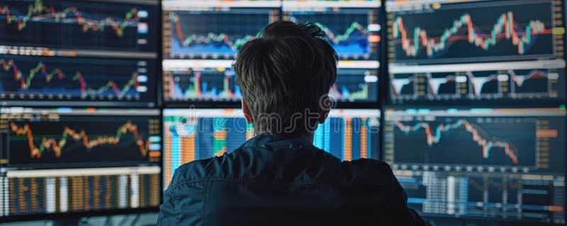 A Financial Analyst Monitors Multiple Trading Charts on Several ...