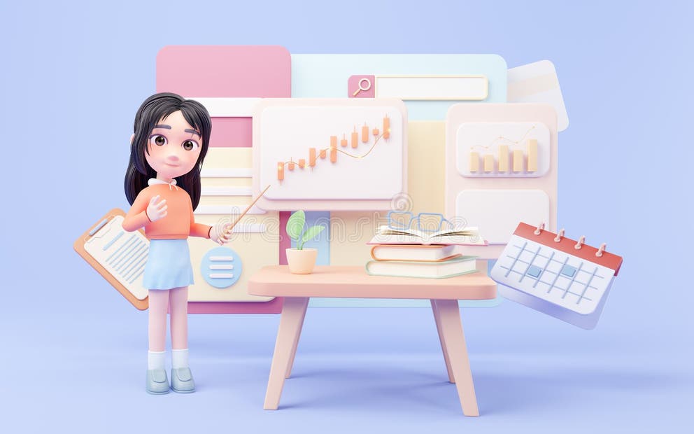 Financial Analyst and Financial Report, 3d Rendering Stock Illustration ...