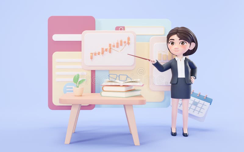 Financial Analyst and Financial Report, 3d Rendering Stock Illustration ...