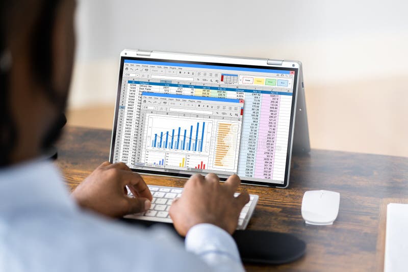 Financial Analyst Using Spreadsheet Software Stock Photo - Image of ...