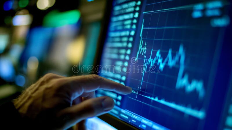 Financial Analyst at Work with Glowing Stock Market Charts Stock ...