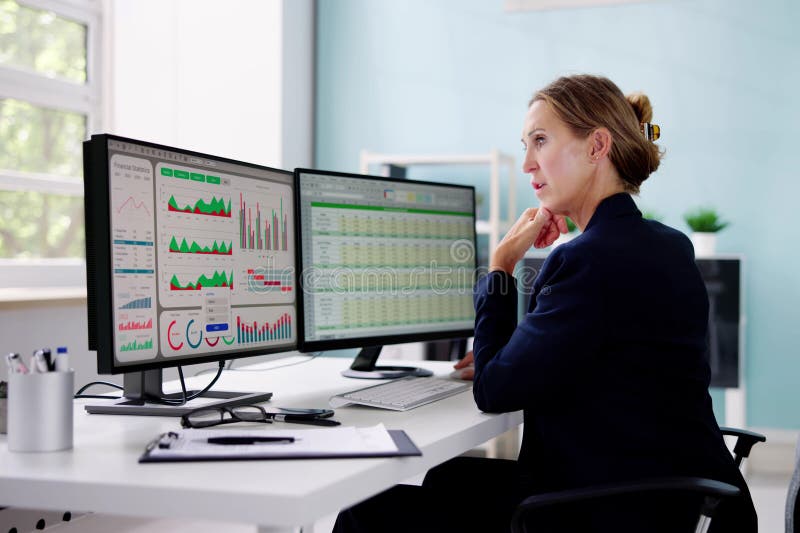 Financial Analyst Working with KPI Data Stock Photo - Image of older ...