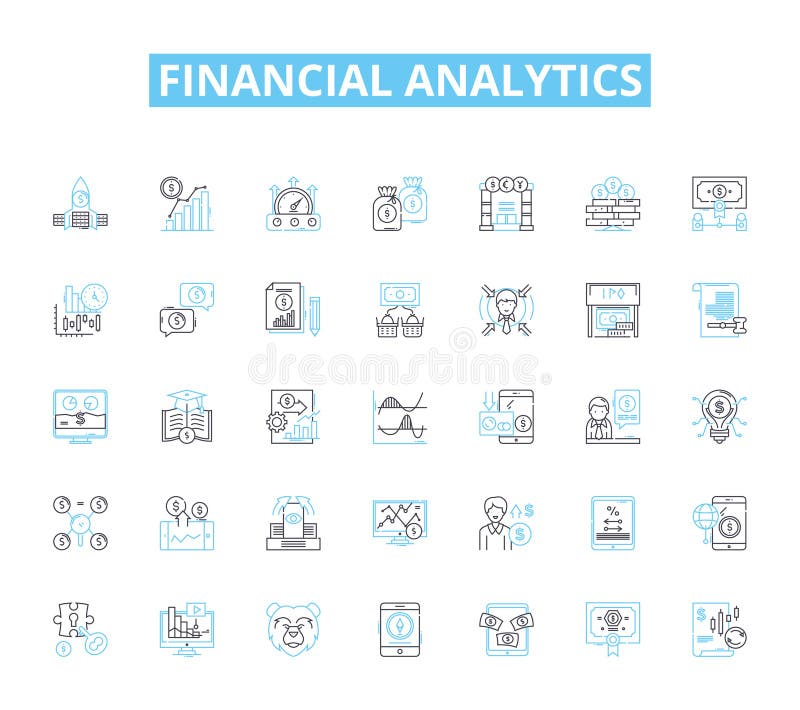 Financial Analytics Linear Icons Set. Revenue, Profitability ...