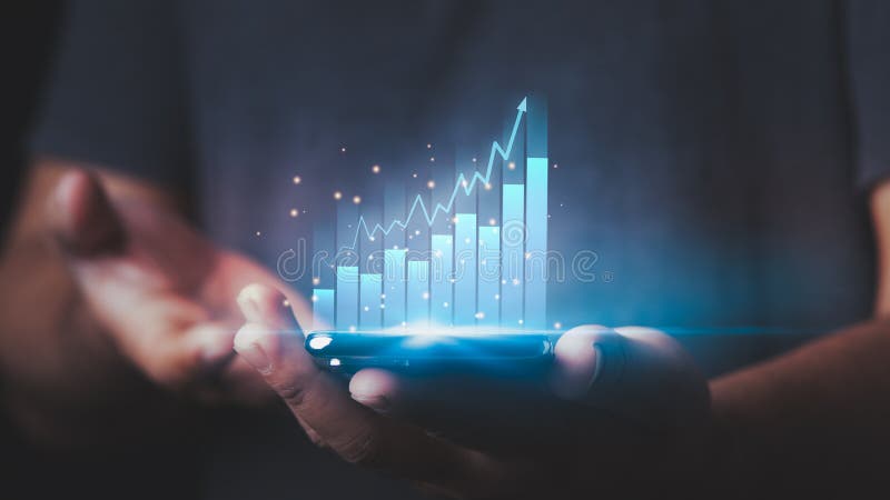 Financial and Bank Technology Concept, Chart from Computer Laptop ...