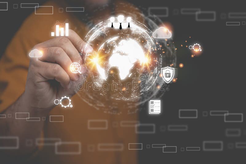 Financial and Banking, Digital Link Tech, Big Data. Businessman Using a ...