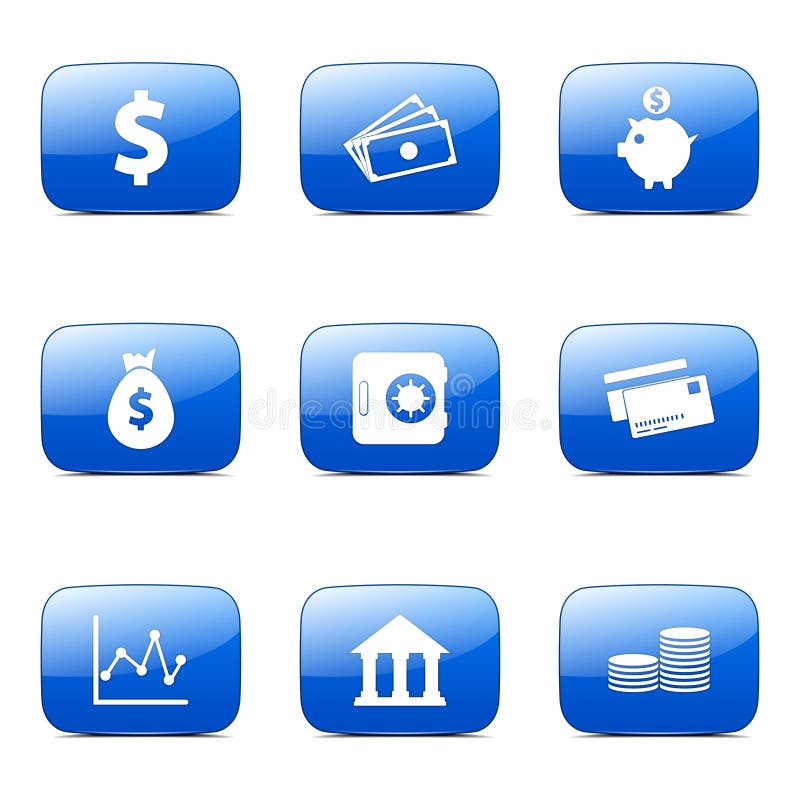 Financial Banking Square Vector Blue Icon Stock Vector - Illustration ...