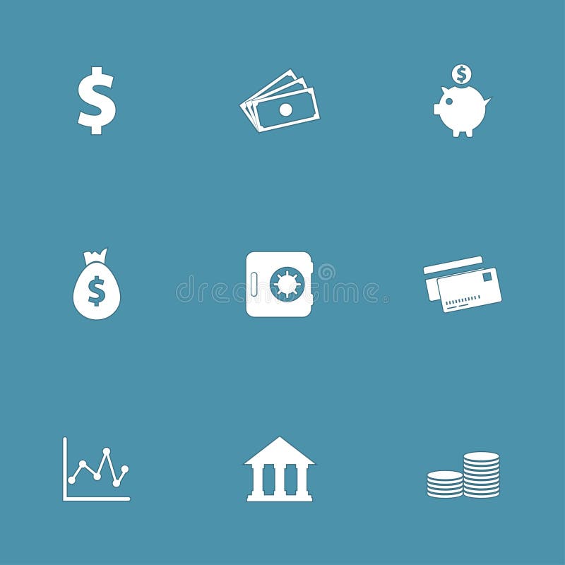Financial Banking Vector Icon Set Stock Vector - Illustration of coin ...
