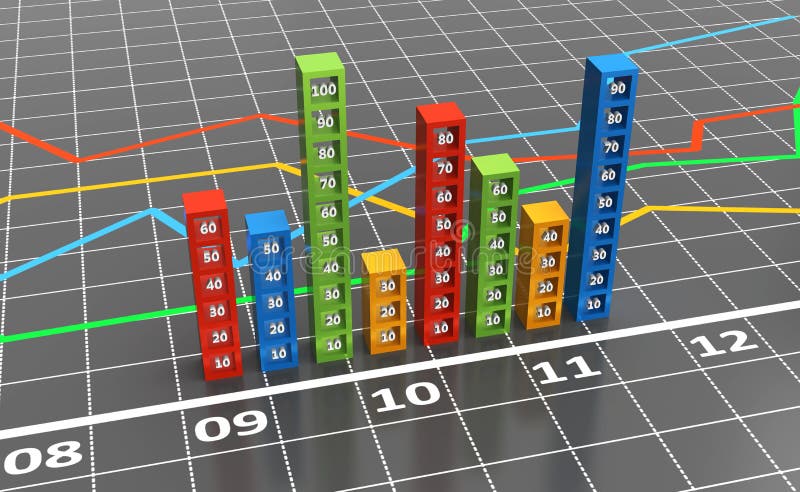 Financial Bar Charts and Graphs Stock Illustration - Illustration of ...