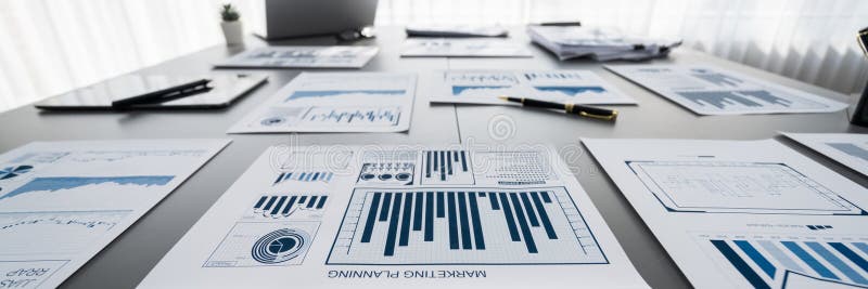 Financial BI Data Papers for Business Marketing on Meeting Table ...