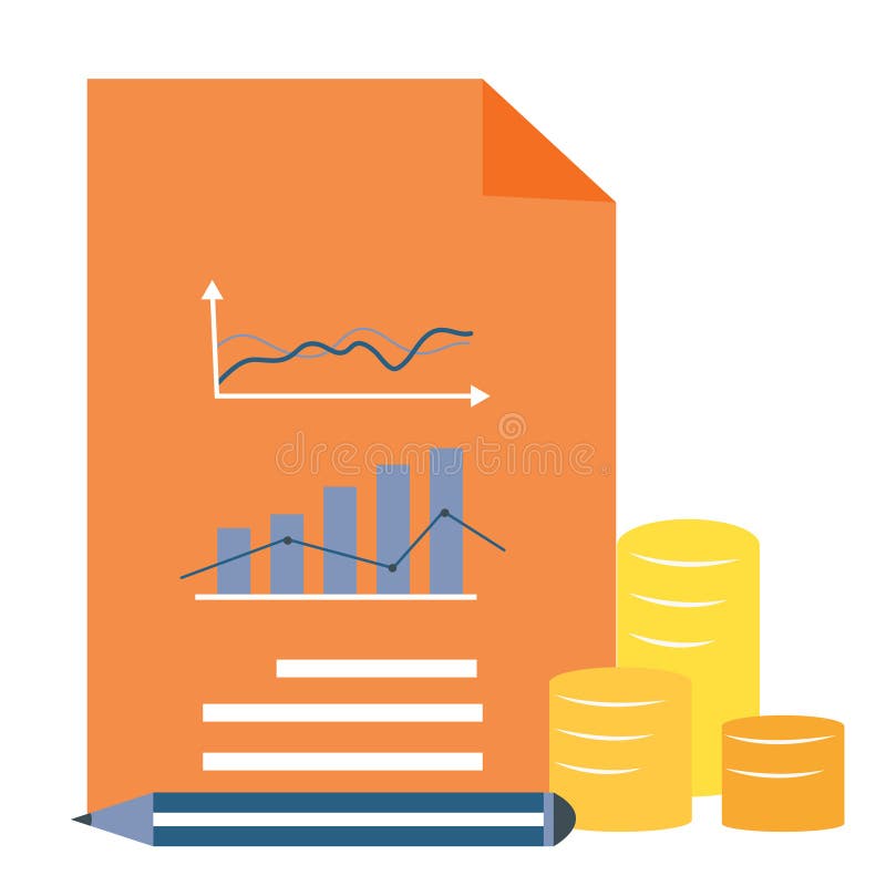 Financial Business Document. Graphs and Analysis. Pencil. Vector. Stock ...