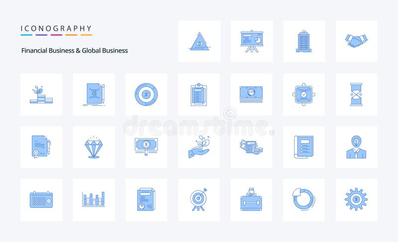 25 Financial Business and Global Business Blue Icon Pack Stock Vector ...