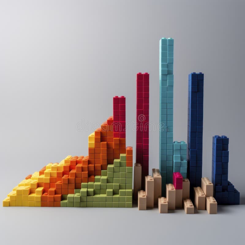 Financial Business Graph and Chart Concept , Toy Blocks Color Material ...