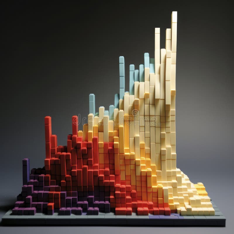 Financial Business Graph and Chart Concept , Toy Blocks Color Material ...